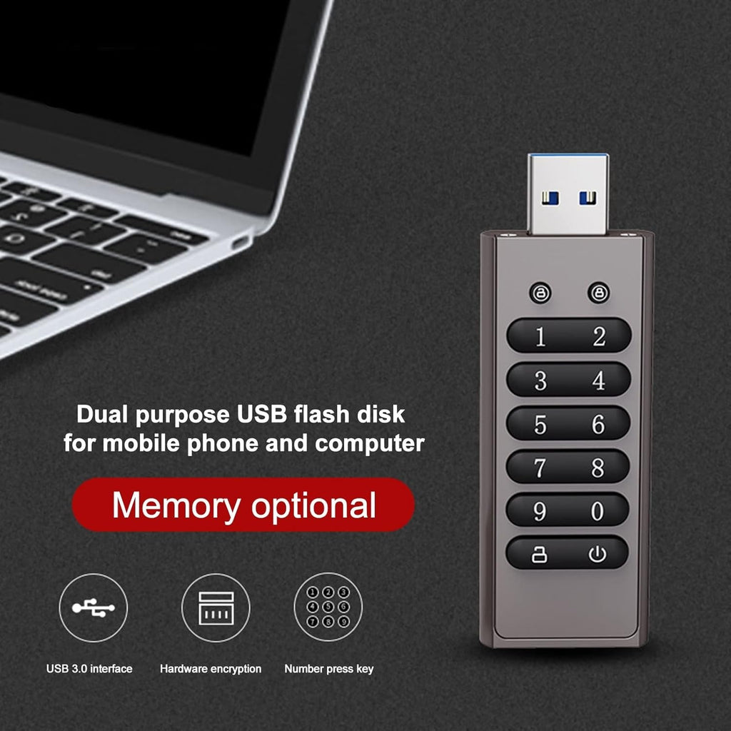 NÖRDIC Secure Encrypted USB Drive with Password Protection and Lock, A ...